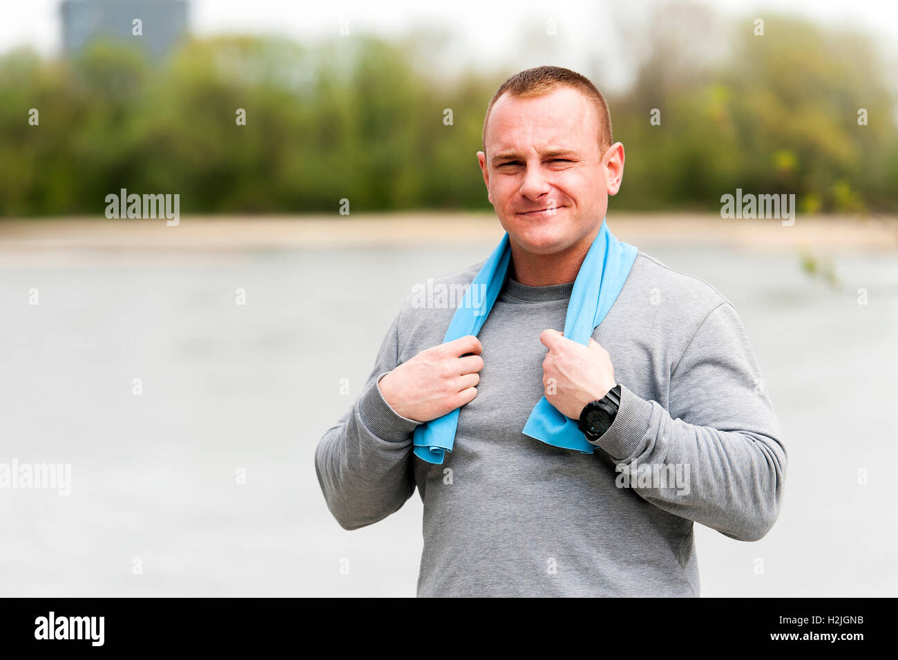 Man resting after run. Outdoor jogger Stock Photo - Alamy