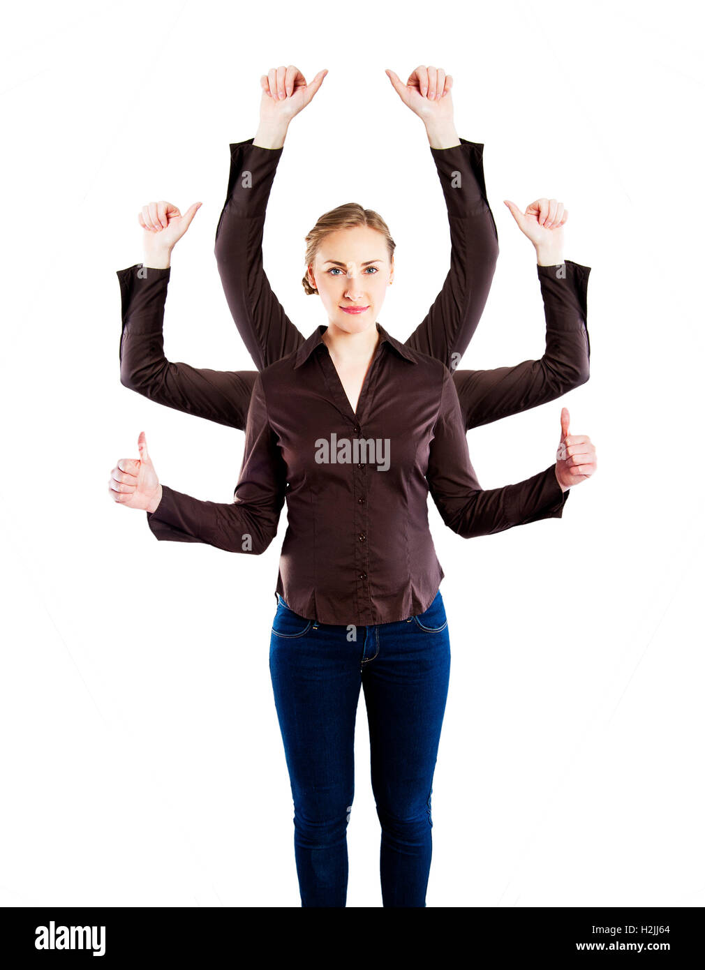 Beautiful business woman looking confident with six arms Stock Photo ...