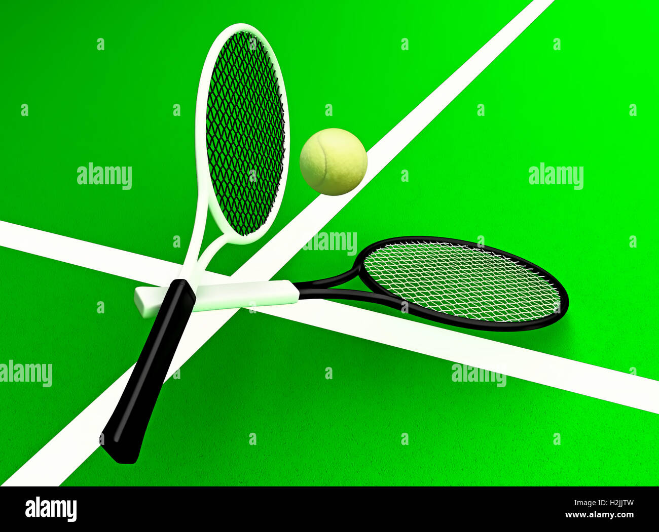 Tennis; rackets; sphere; court; game; green Stock Photo - Alamy