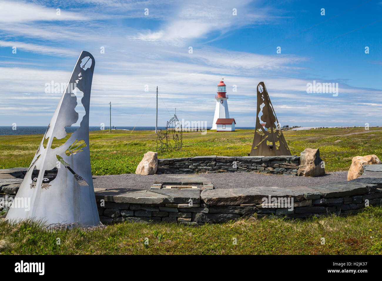 The Point Riche Lighthouse at Port au Choix, Newfoundland and Labrador ...