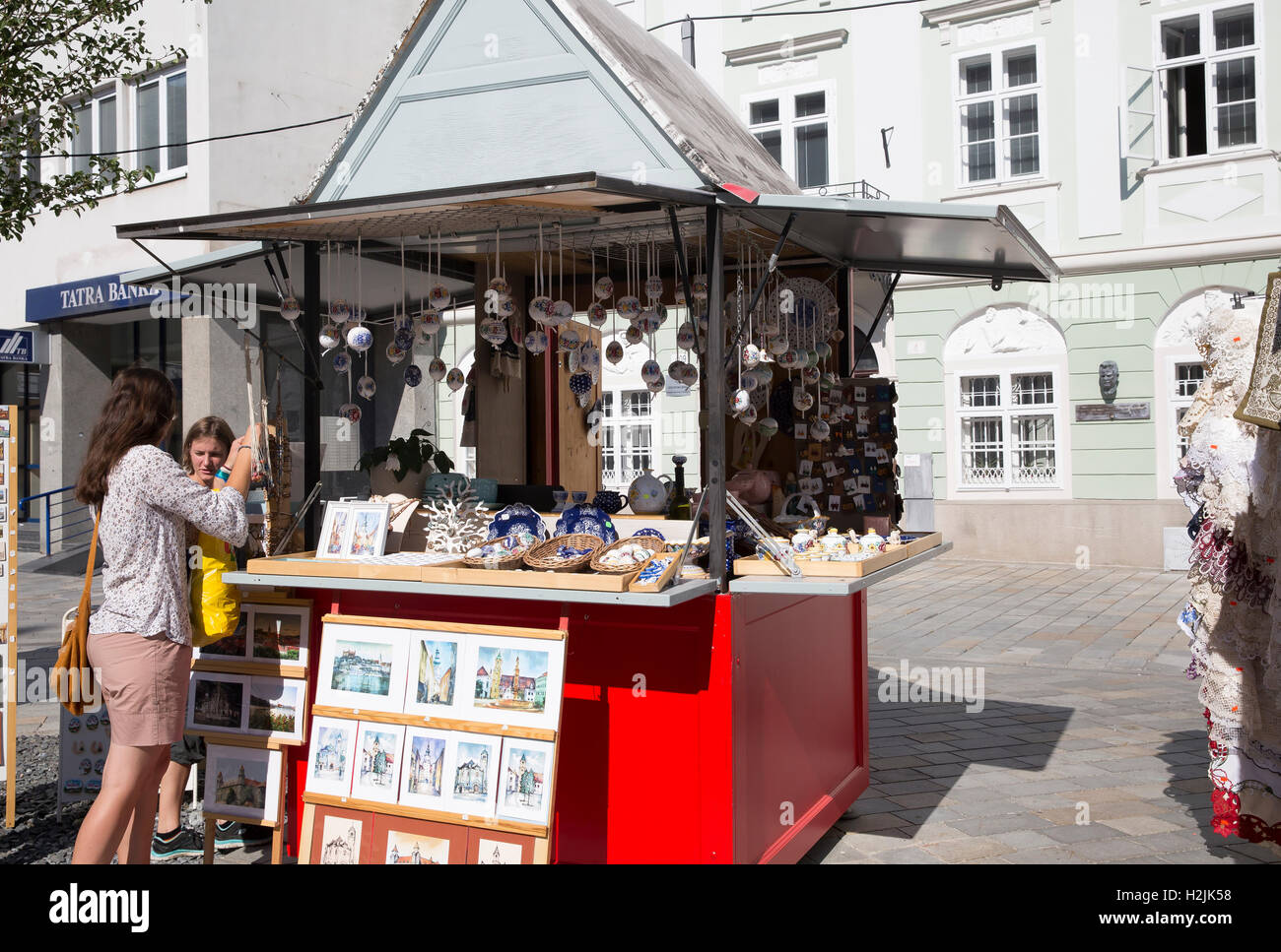 Souvenir stall In the main Square in Bratislava Slovakia Stock Photo ...