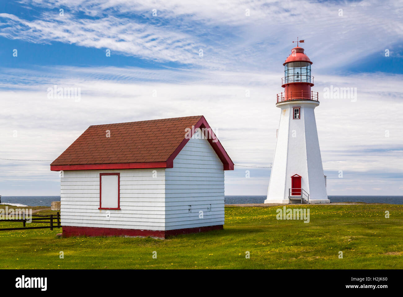The Point Riche Lighthouse at Port au Choix, Newfoundland and Labrador ...