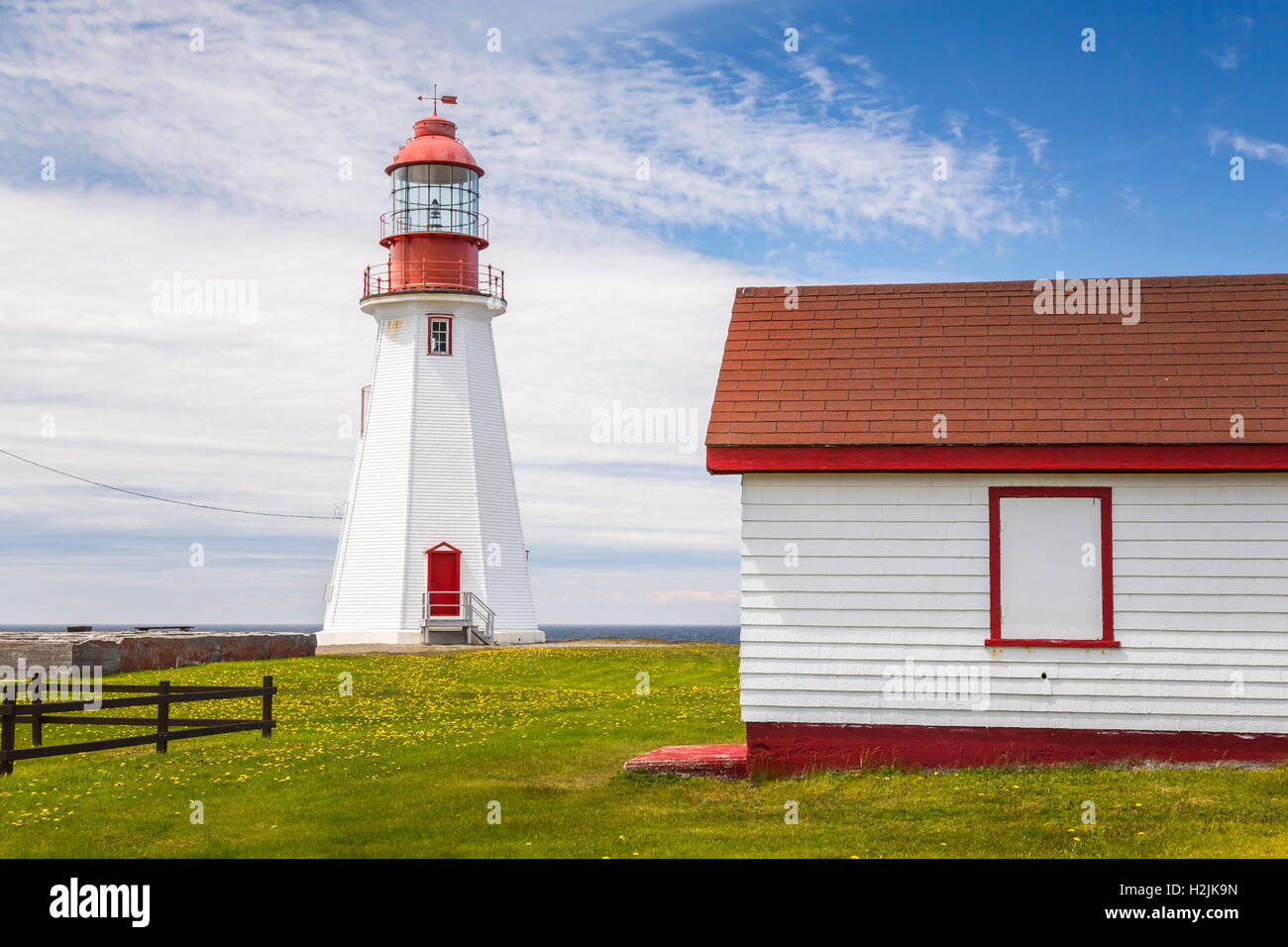 The Point Riche Lighthouse at Port au Choix, Newfoundland and Labrador ...