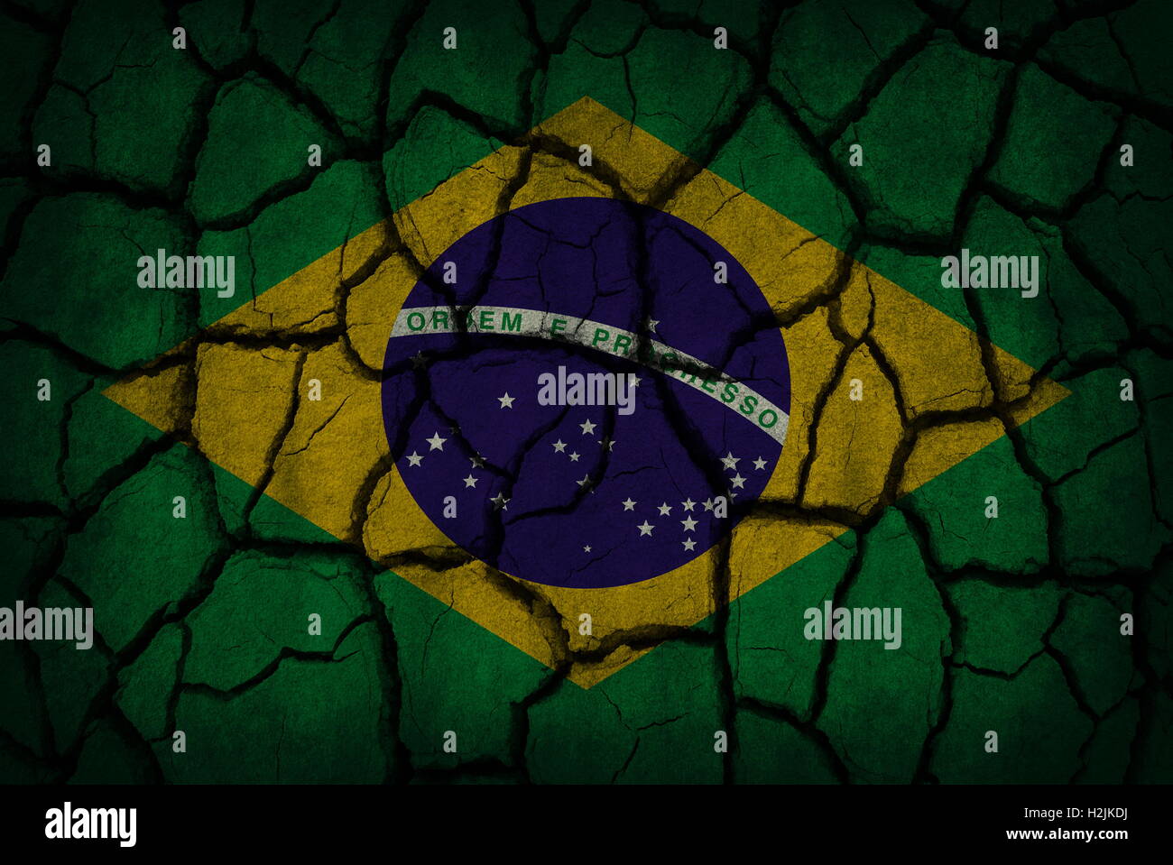 Brazil flag painted on cracked soil Stock Photo - Alamy