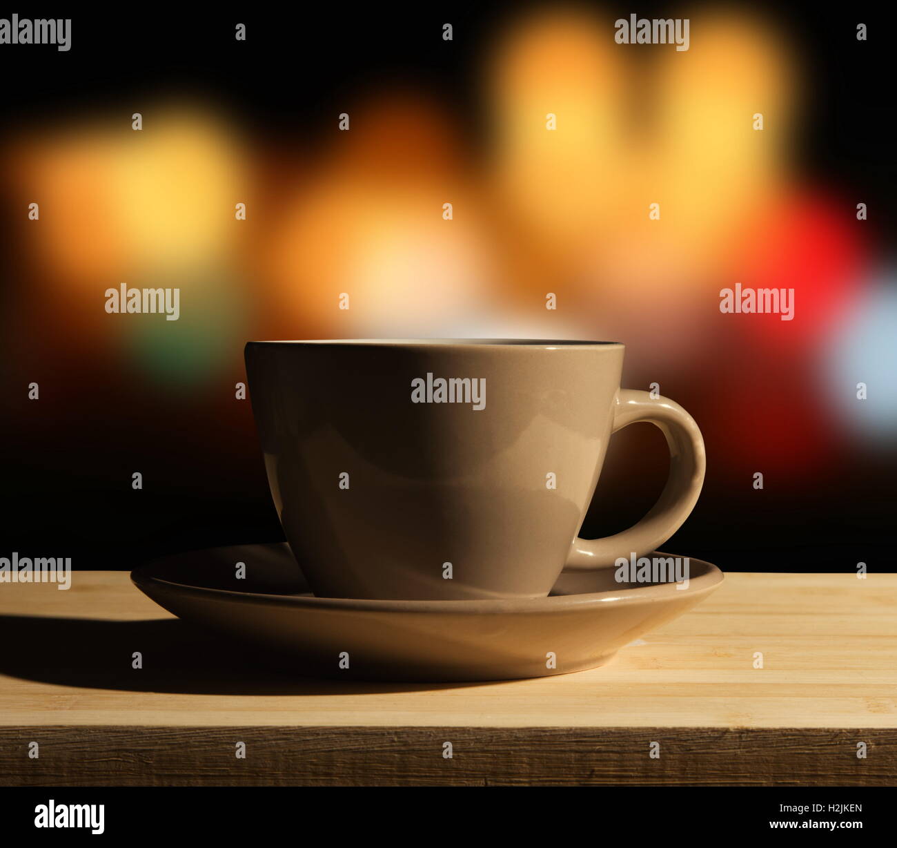 cup of hot drink on table Stock Photo - Alamy