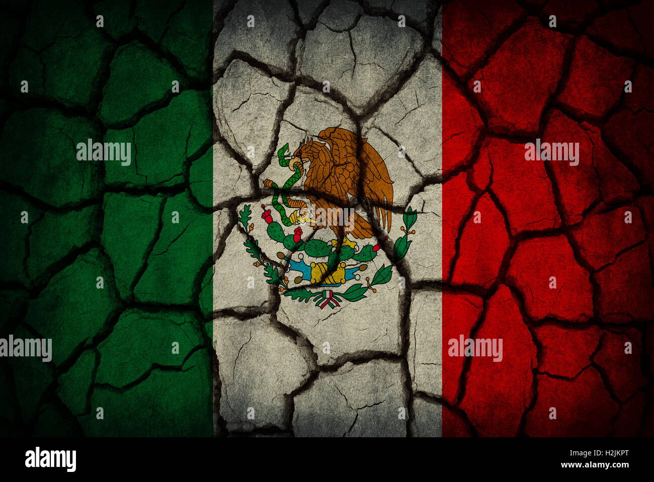 Mexico flag painted on cracked soil Stock Photo - Alamy