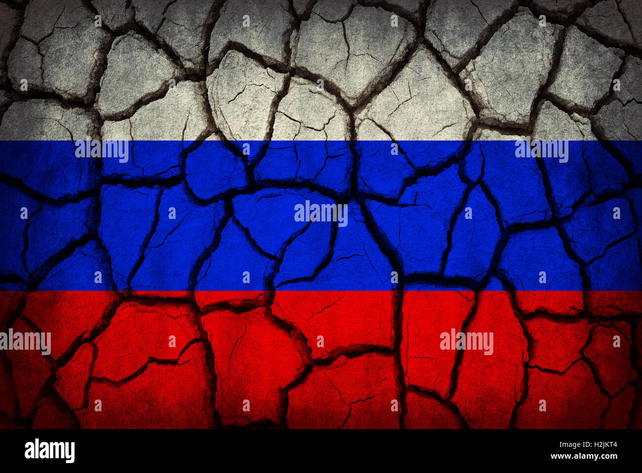 Russia flag painted on cracked soil Stock Photo - Alamy