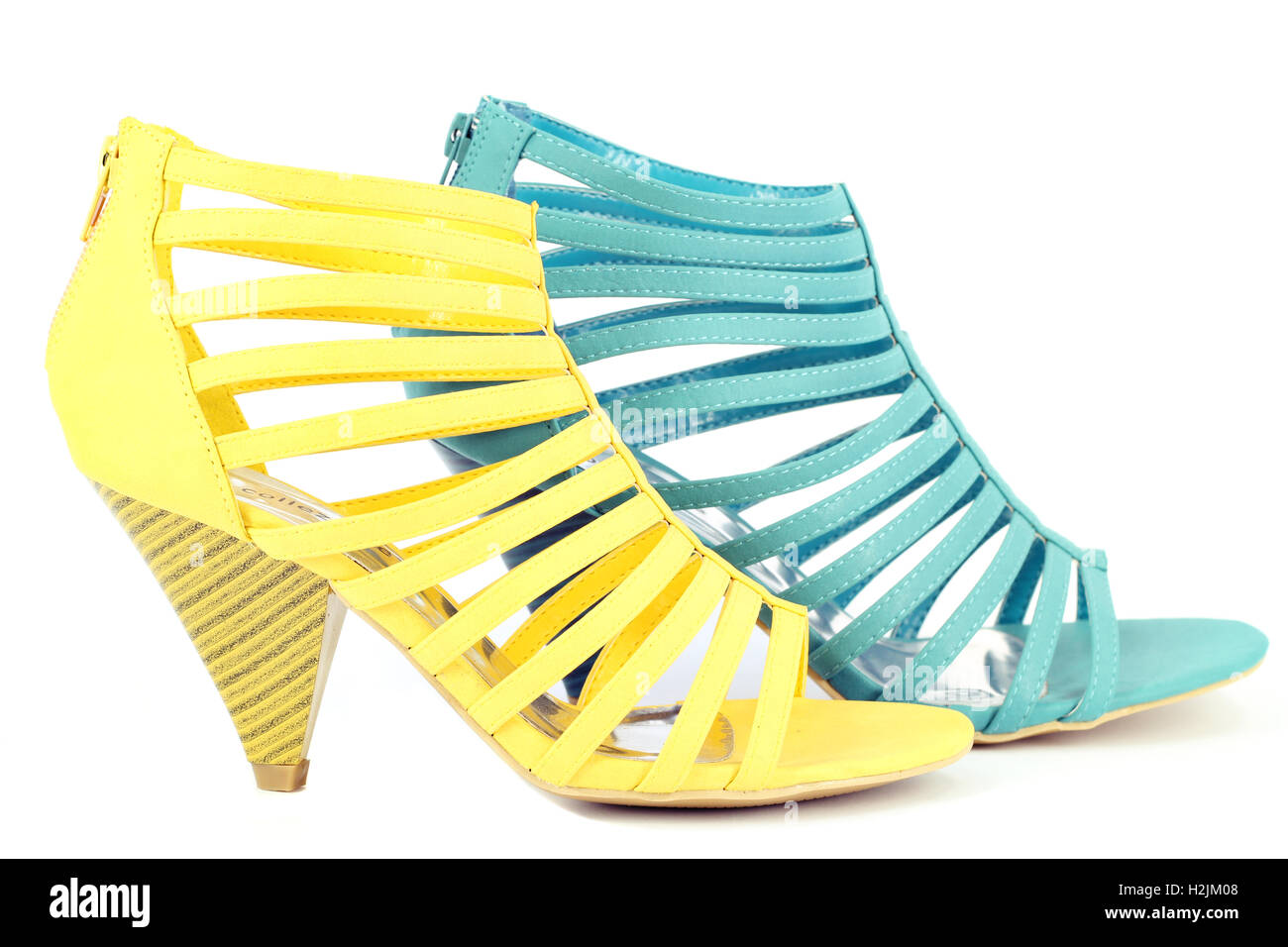 summer yellow and blue sandals shoe Stock Photo - Alamy