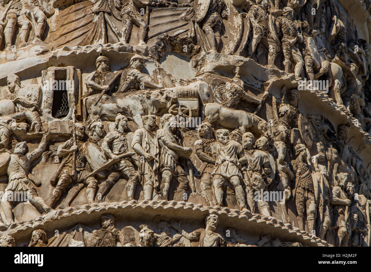 Architectural detail of the Marcus Aurelius column in Piazza Colonna in ...