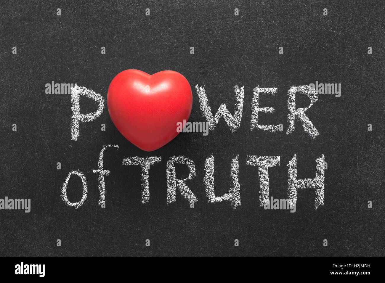 power of truth phrase handwritten on blackboard with heart symbol ...