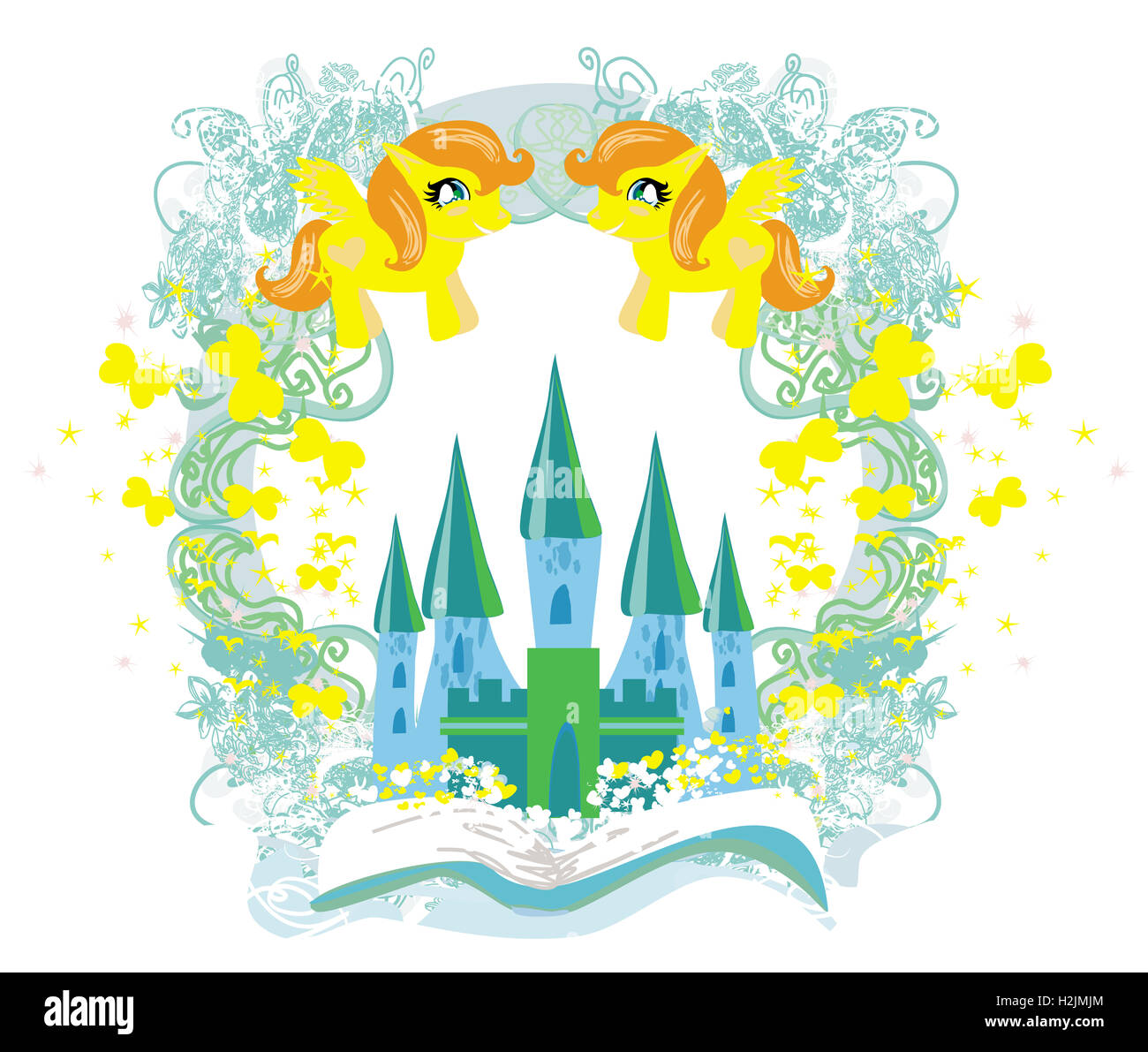 fairy castle appearing from the book Stock Photo - Alamy