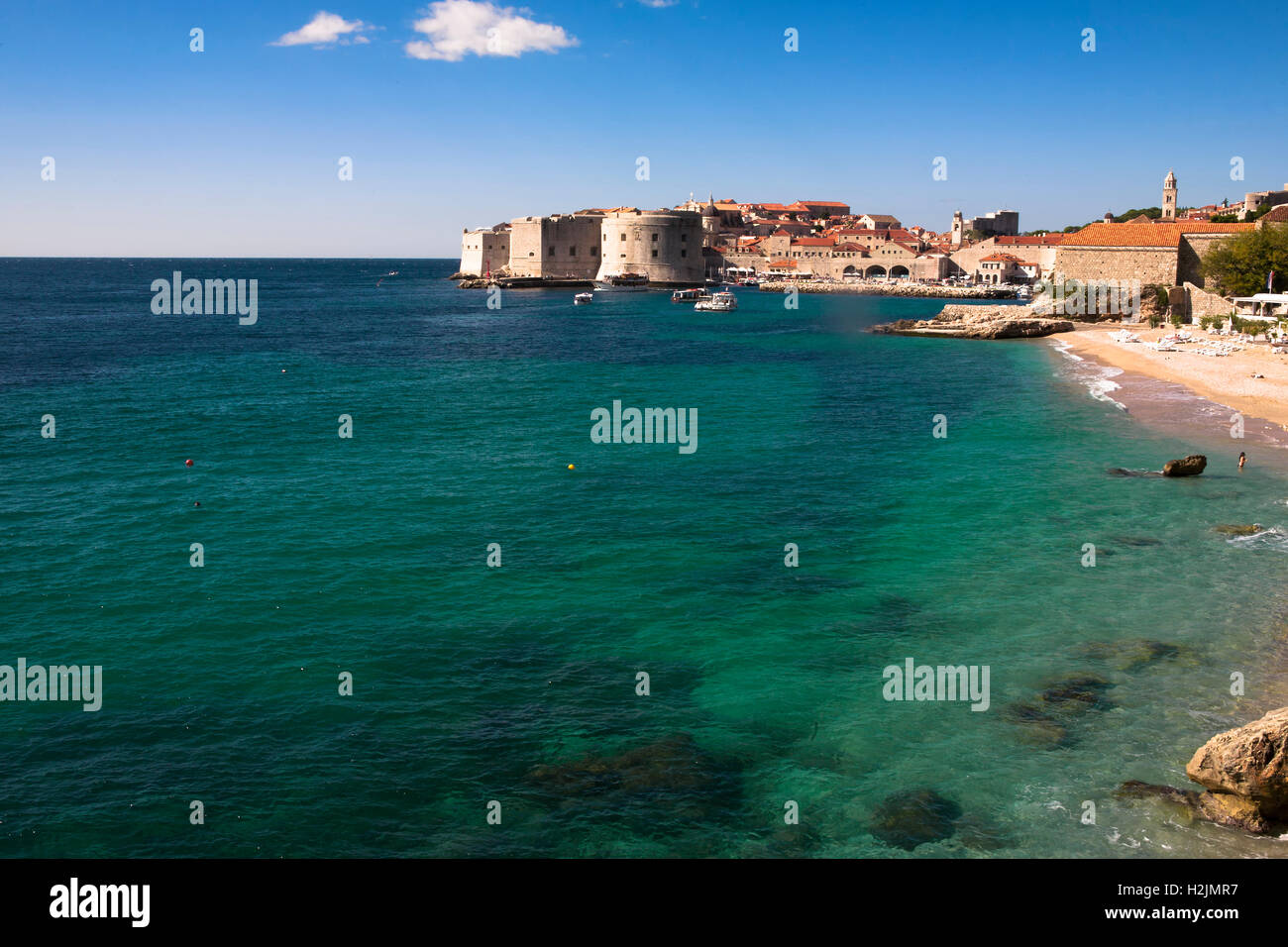 Banje beach and stari grad (old town), from the terrace of the ...