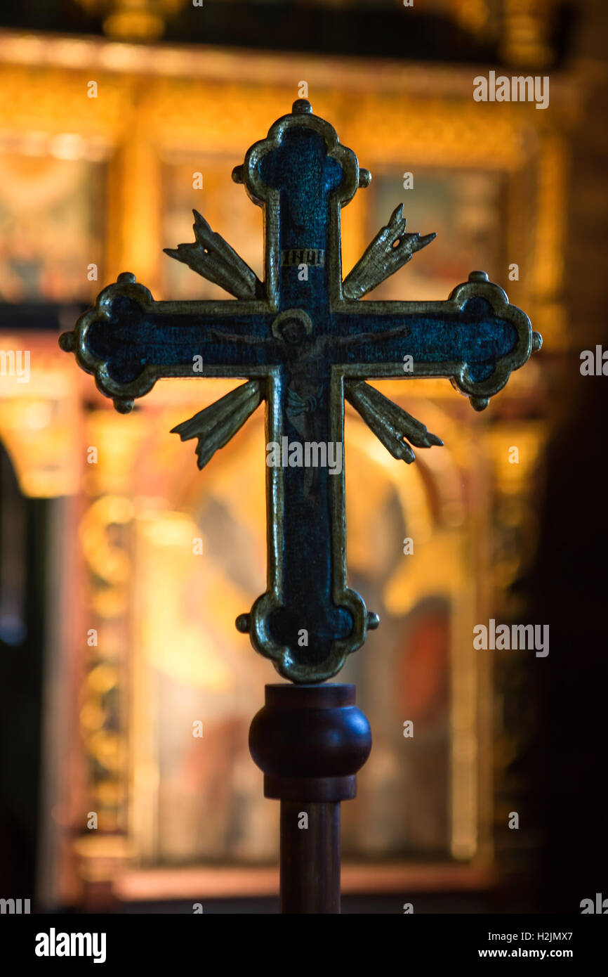 Cross on a greek ortodox curch Stock Photo - Alamy
