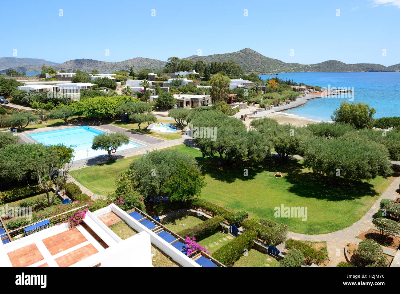 Sea view from building of luxury hotel, Crete, Greece Stock Photo - Alamy
