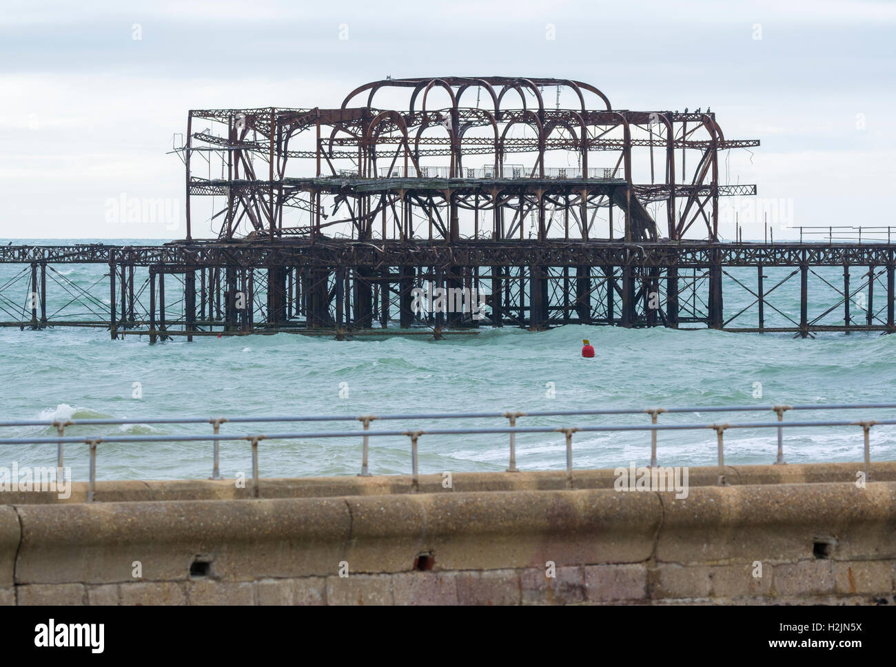 Remains of the old West Pier in Brighton, East Sussex, England, UK ...