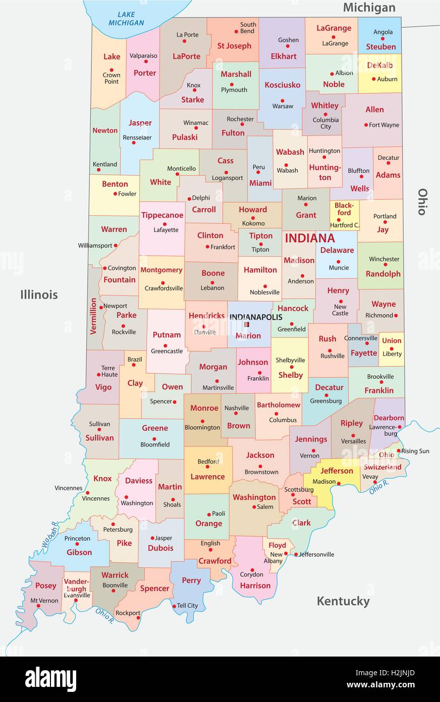 Map of indiana state hi-res stock photography and images - Alamy