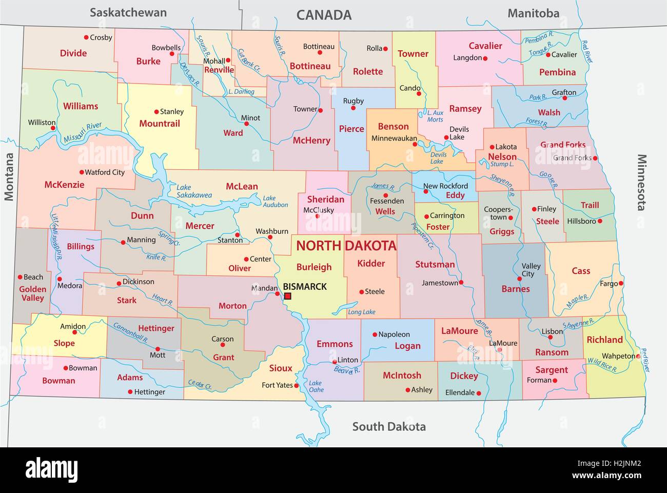 Map of north dakota hi-res stock photography and images - Alamy