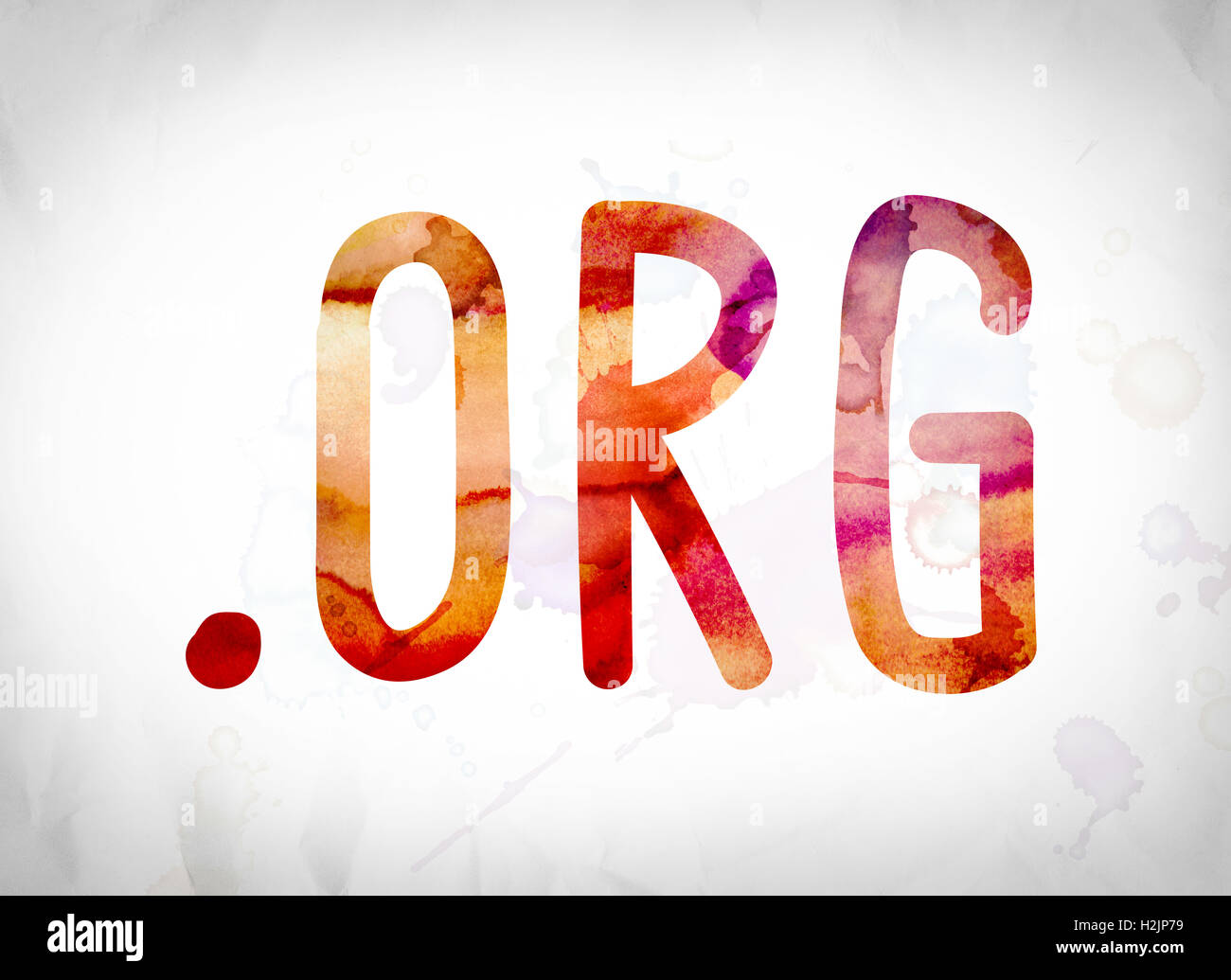 The word ".org" written in watercolor washes over a white paper ...