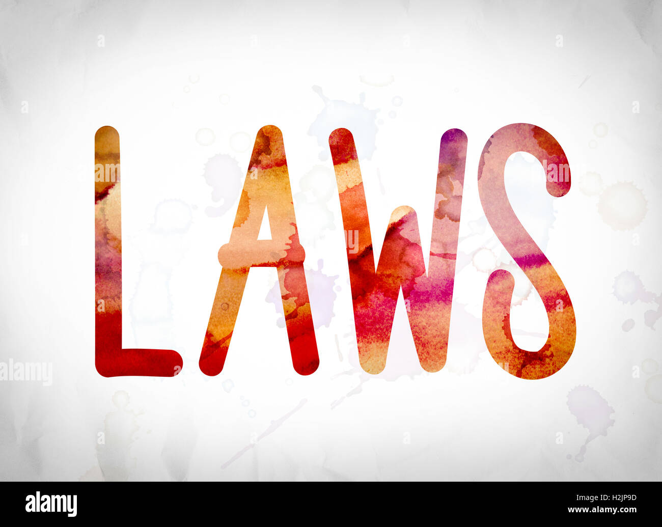 The word "Laws" written in watercolor washes over a white paper ...