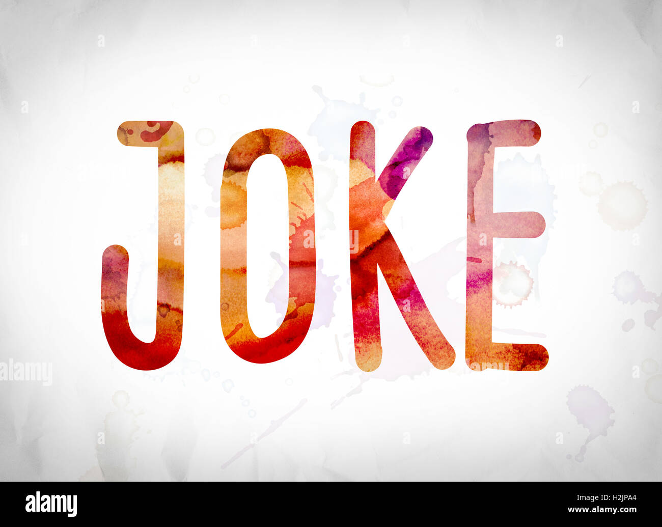 The word "Joke" written in watercolor washes over a white paper ...