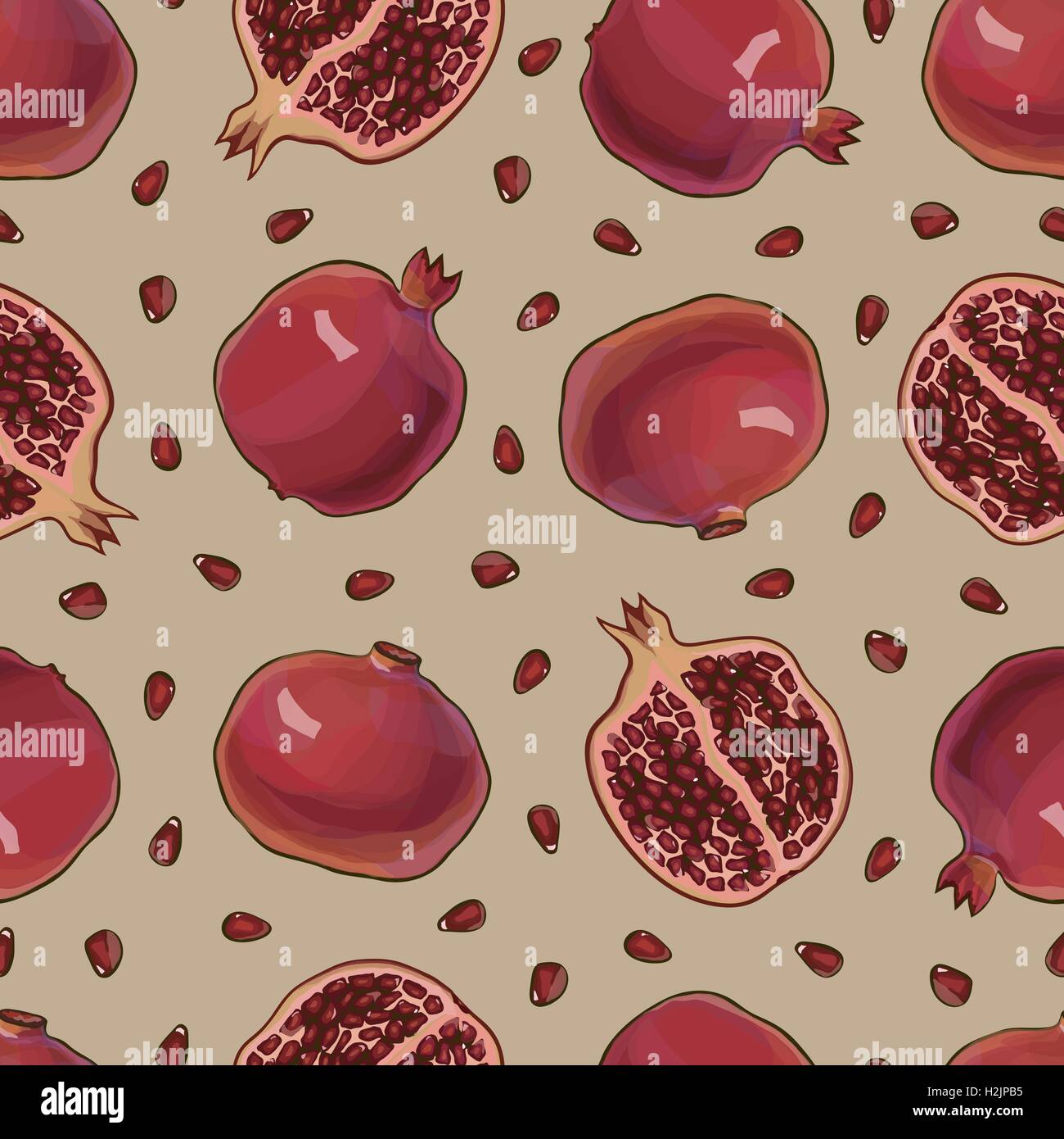 tasty pomegranates, vector seamless pattern Stock Vector Image & Art ...