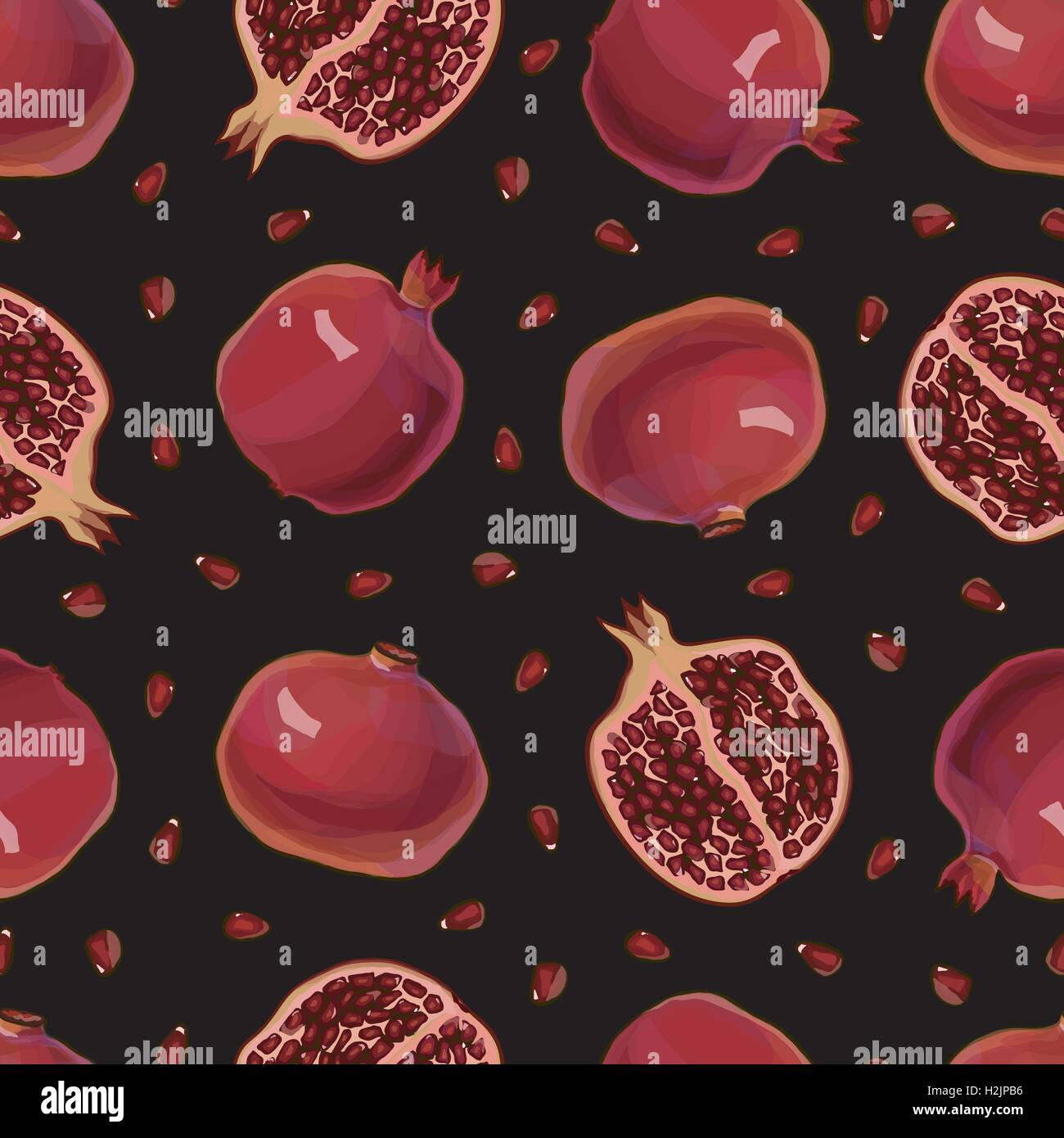 tasty pomegranates, vector seamless pattern Stock Vector Image & Art ...