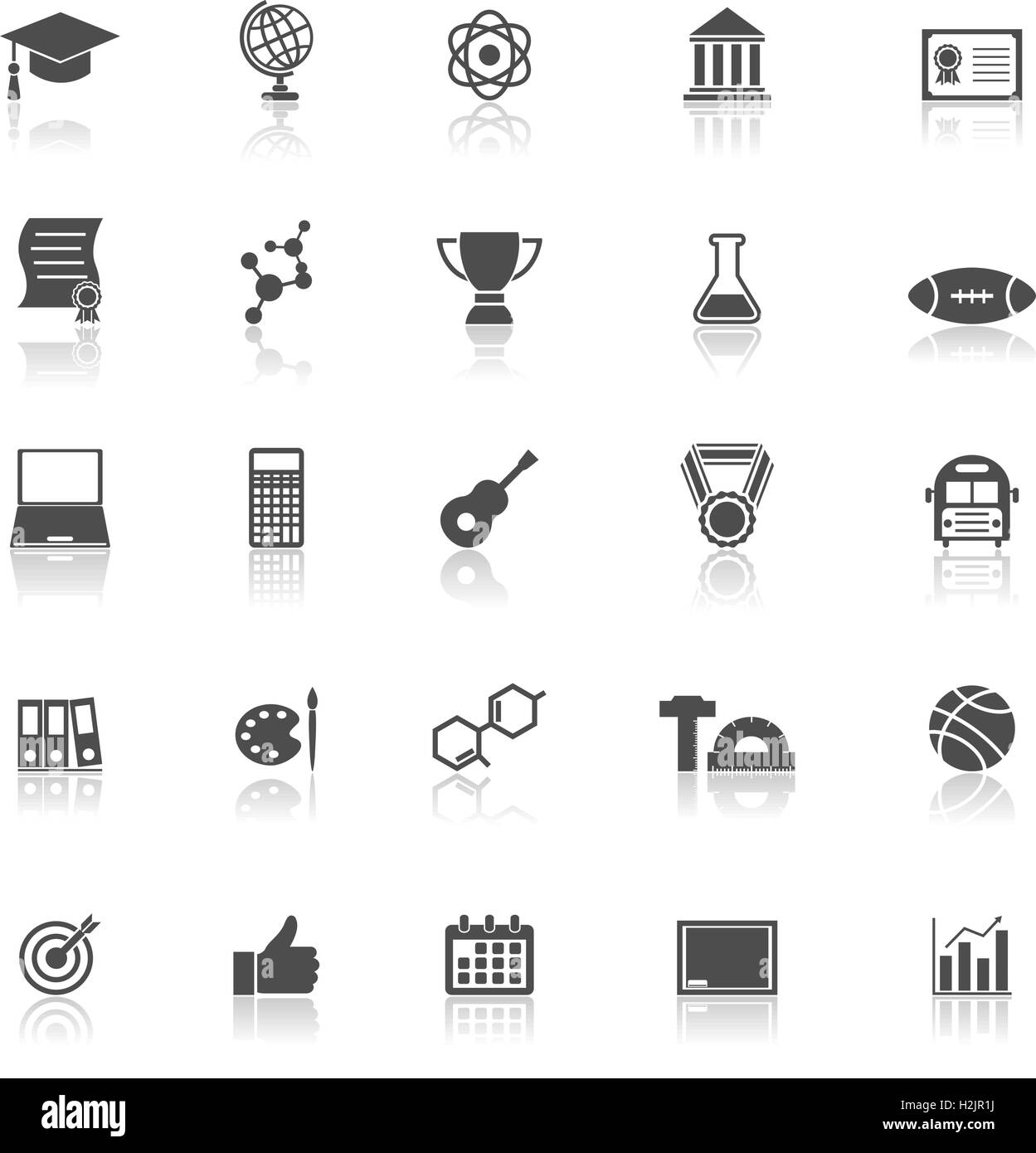 College icons with reflect on white background, stock vector Stock ...