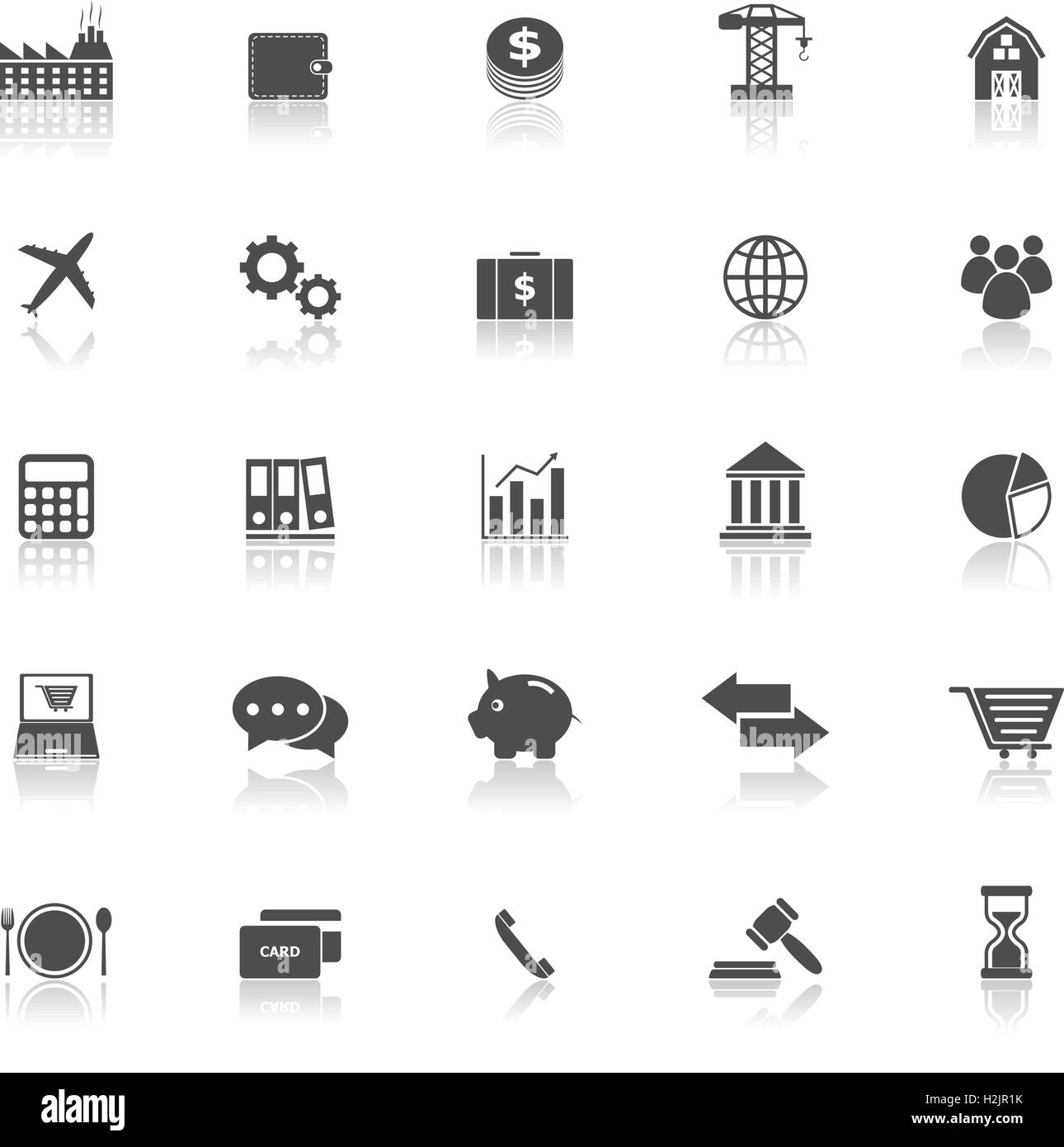 Economy icons with reflect on white background, stock vector Stock ...