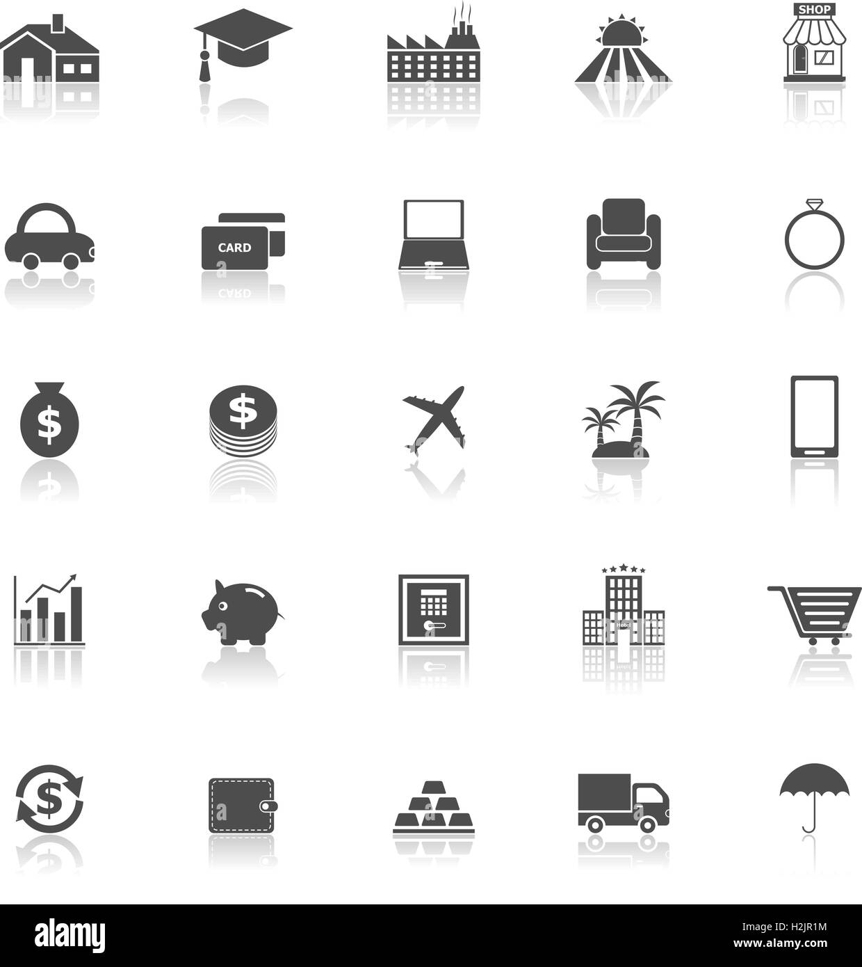 Loan icons with reflect on white background, stock vector Stock Vector ...