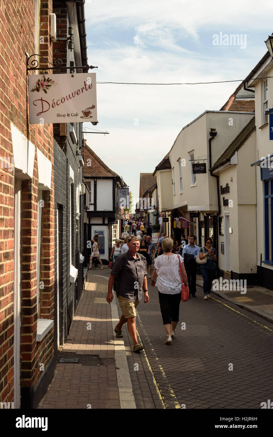 People walking along the popular Sir Isaacs Walk in Colchester Essex ...