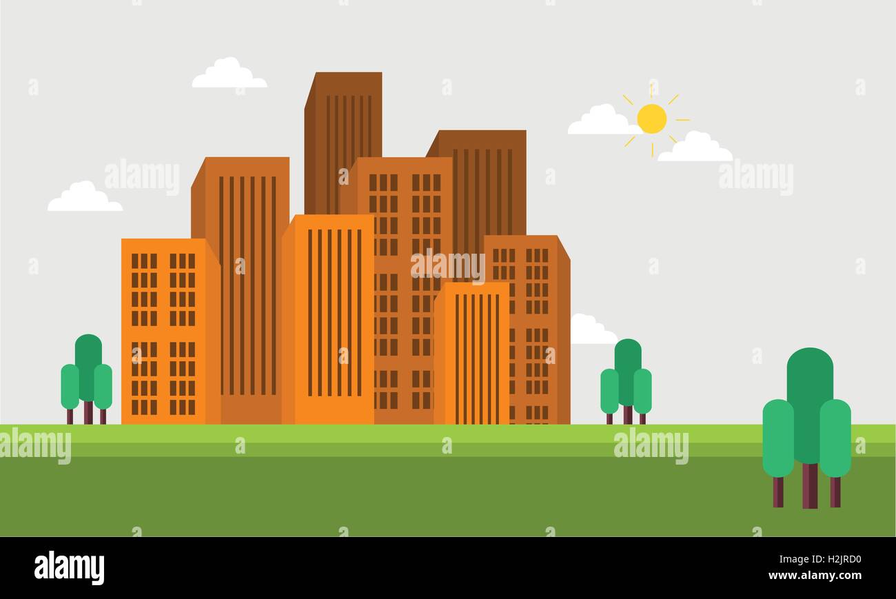 Flat vector town skyline of silhouette Stock Vector Image & Art - Alamy