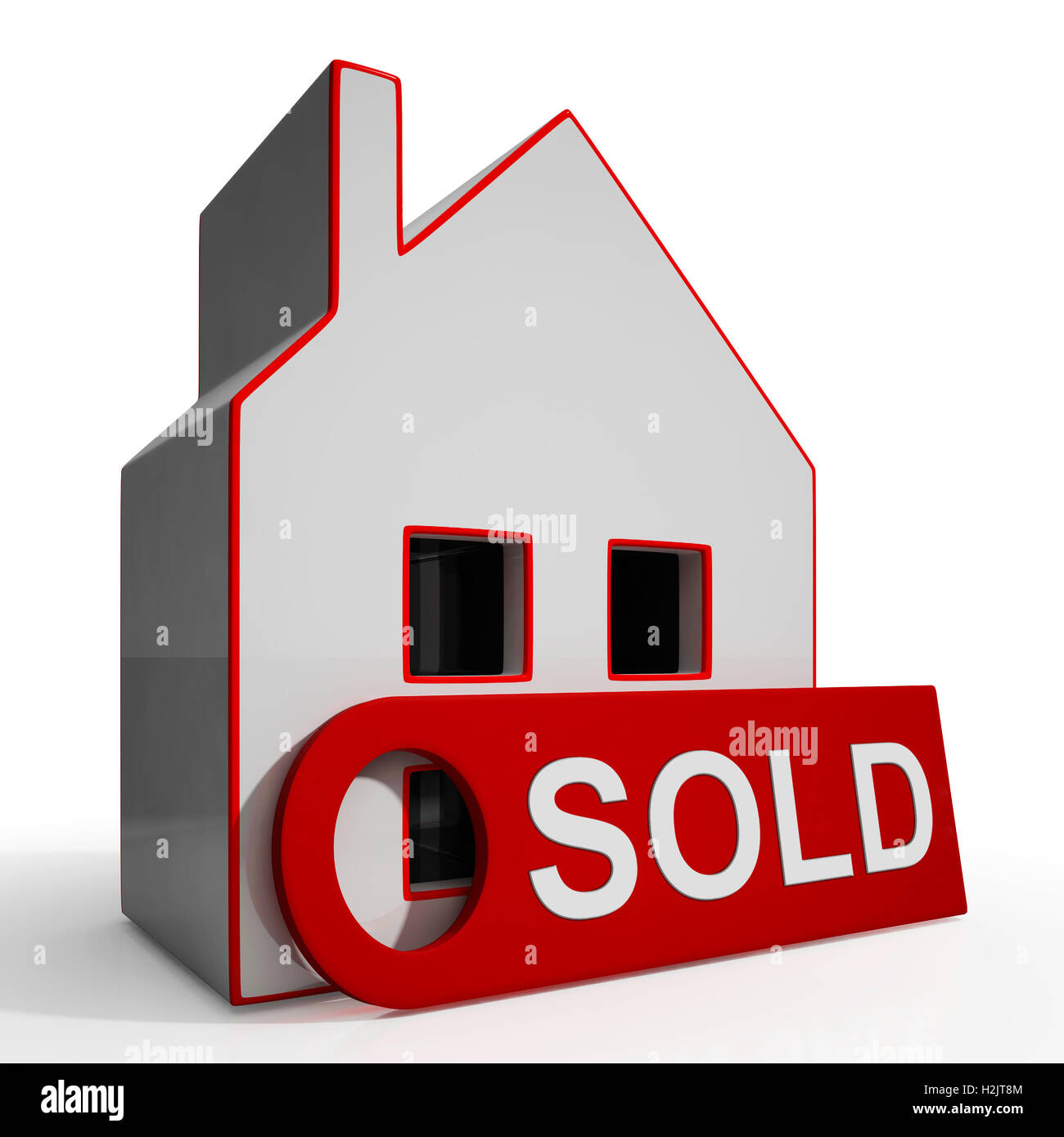 Sold House Shows Successful Offer Or Auction Stock Photo - Alamy