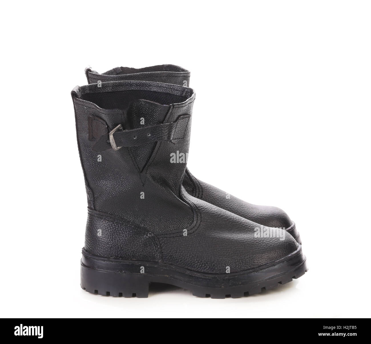 Black leather boots Stock Photo - Alamy