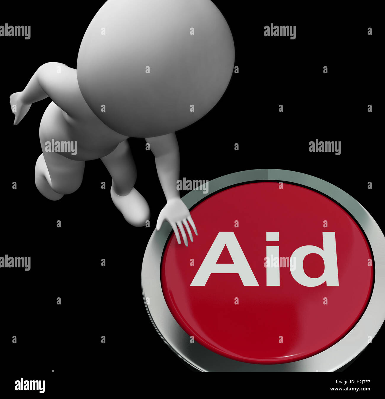 Aid Button Shows Help Support Or Treatment Stock Photo - Alamy