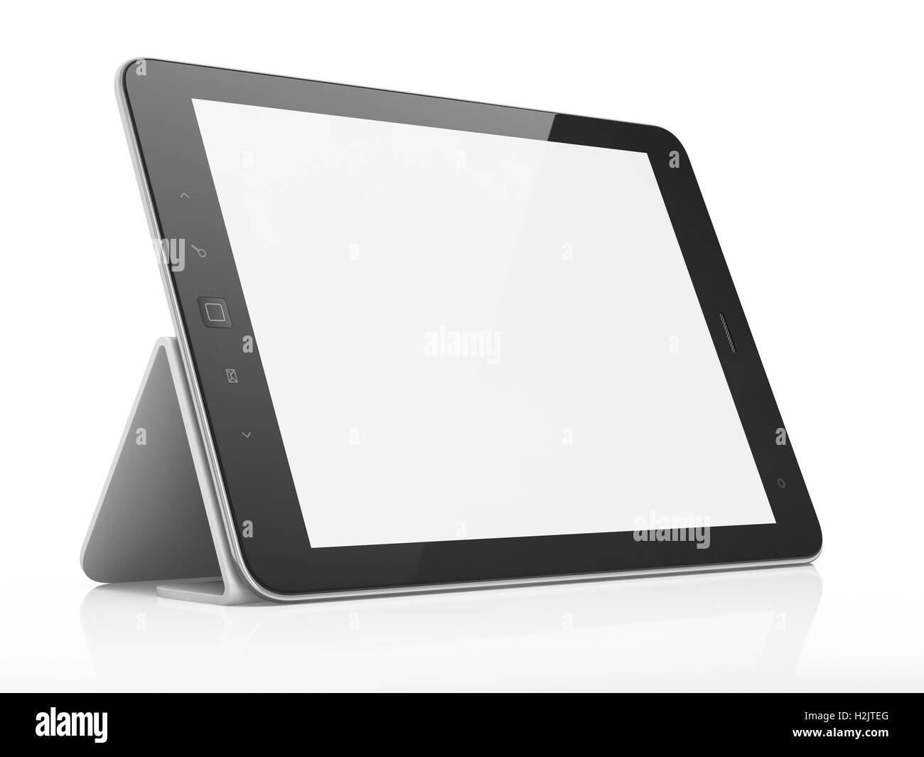 Black abstract tablet pc on white background Stock Photo - Alamy