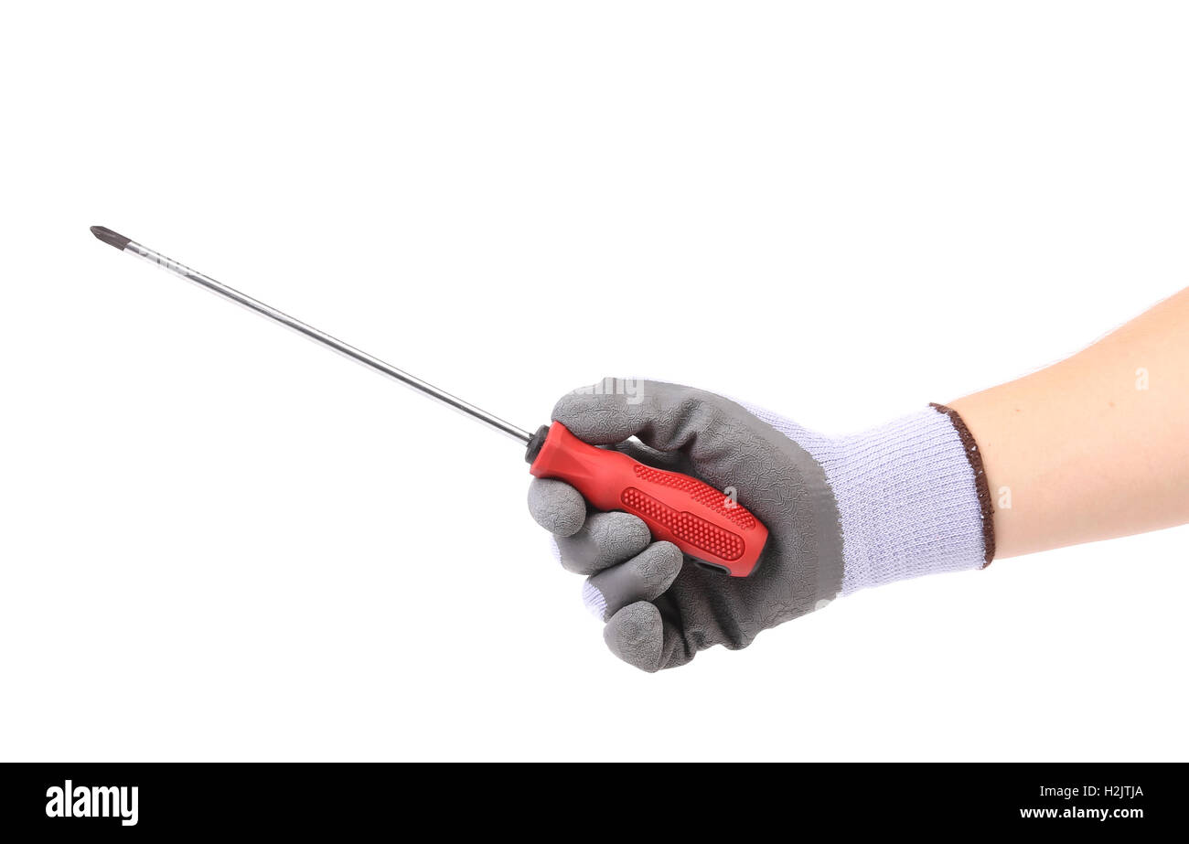 Hand holding screwdriver Stock Photo - Alamy