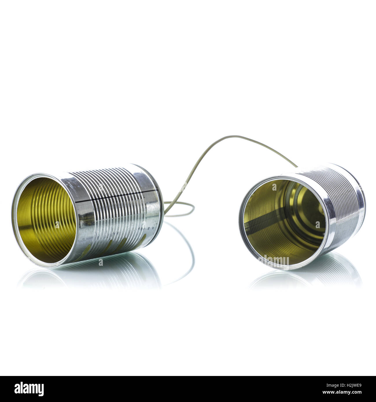Tin cans telephone Stock Photo - Alamy