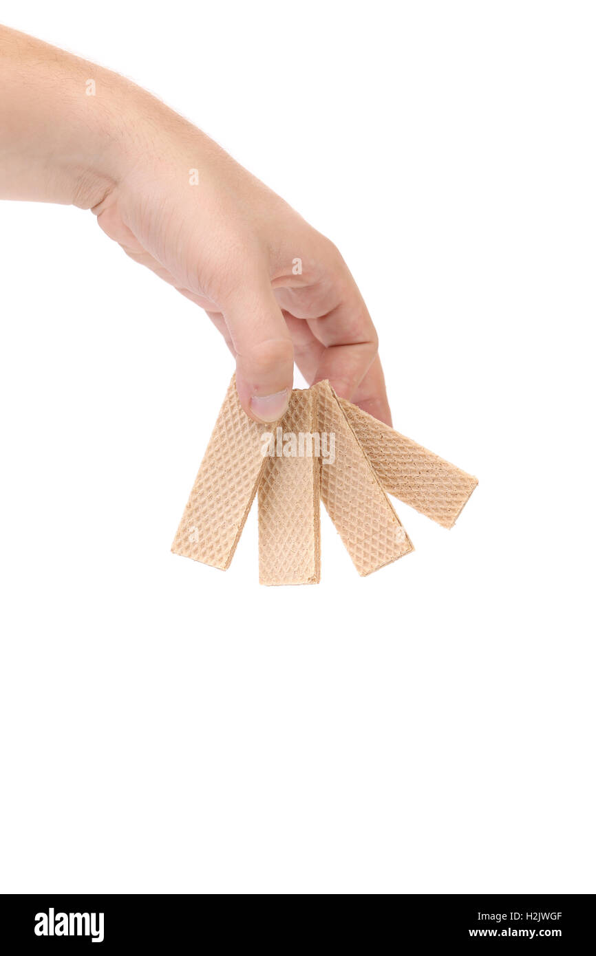 Hand holds tasty waffles Stock Photo - Alamy