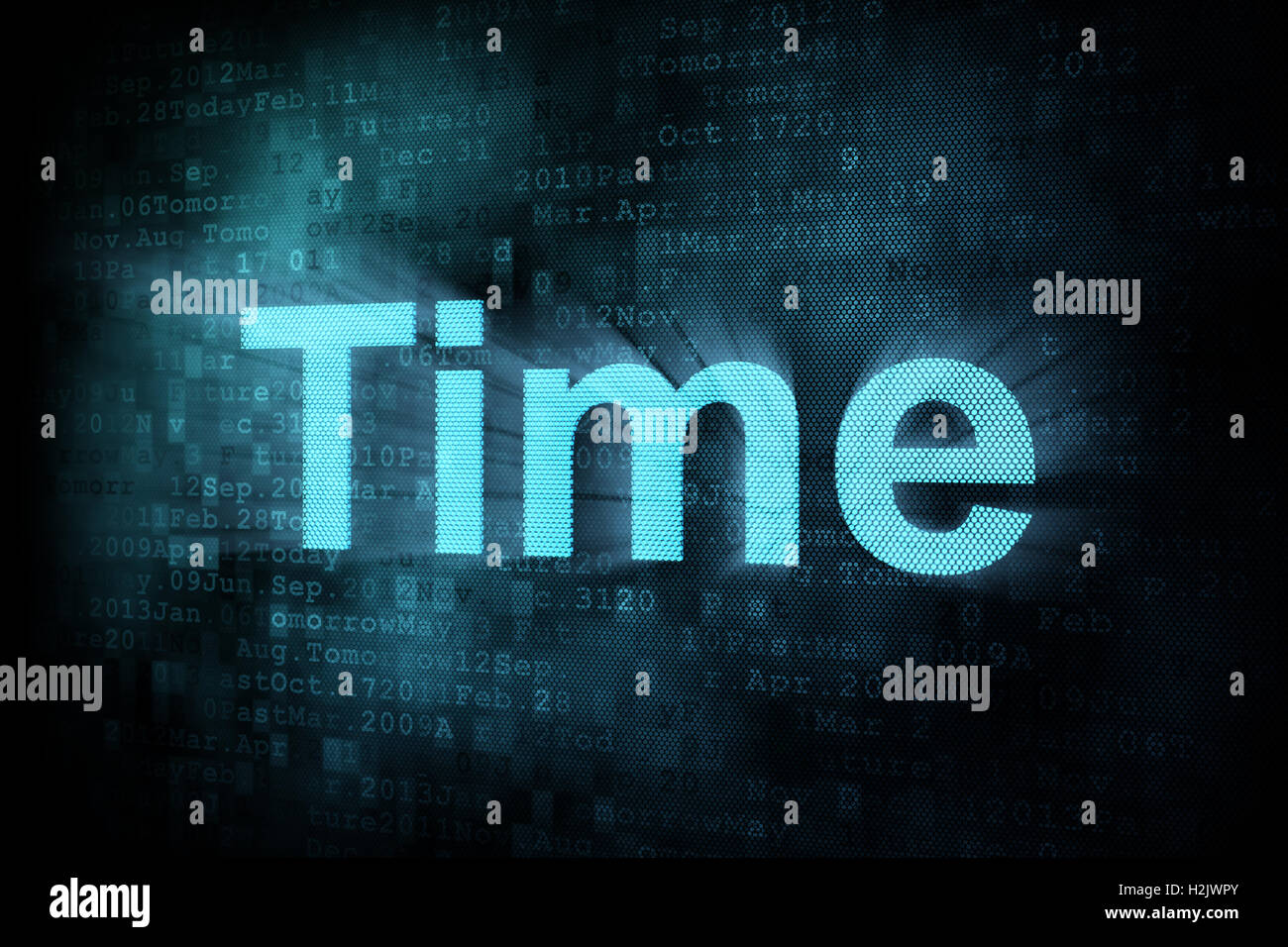 Timeline concept: pixeled word Time on digital screen Stock Photo - Alamy