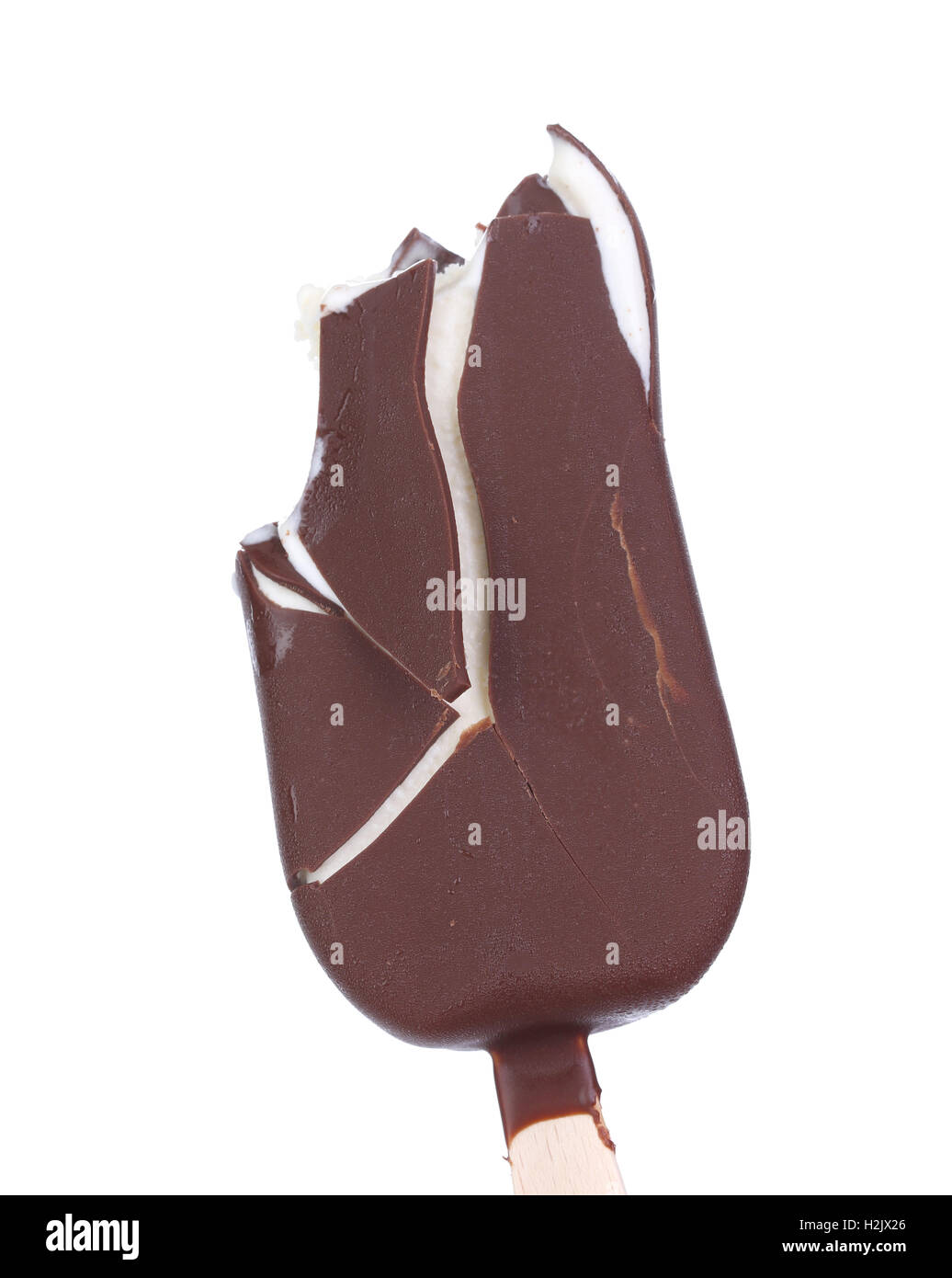 close up of bitten chocolate vanilla ice cream Stock Photo - Alamy