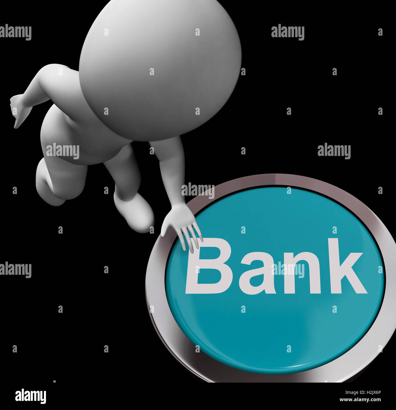 Bank Button Shows Deposits Withdrawals And Payments Stock Photo - Alamy