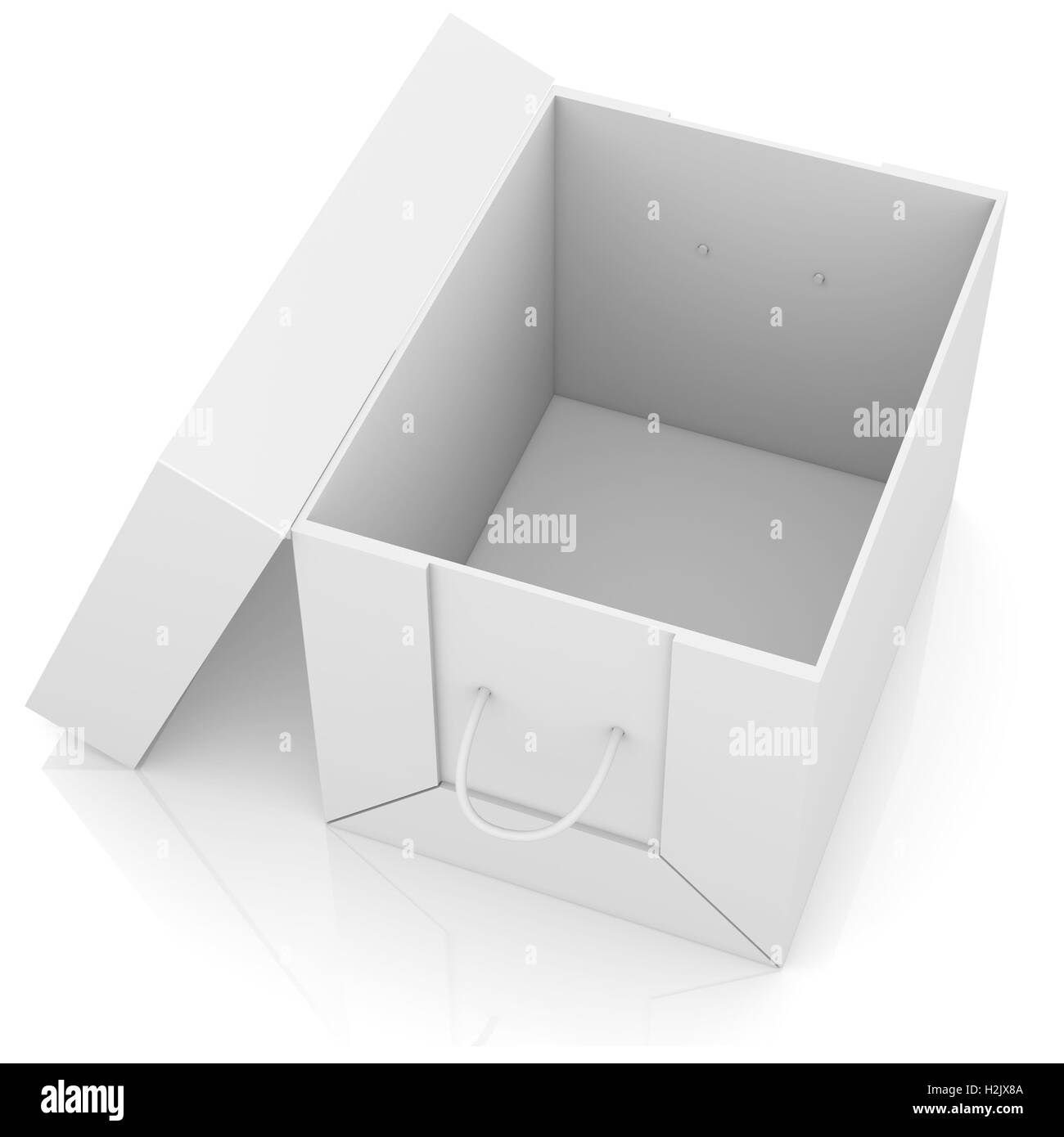 Opened white cardboard package box Stock Photo - Alamy