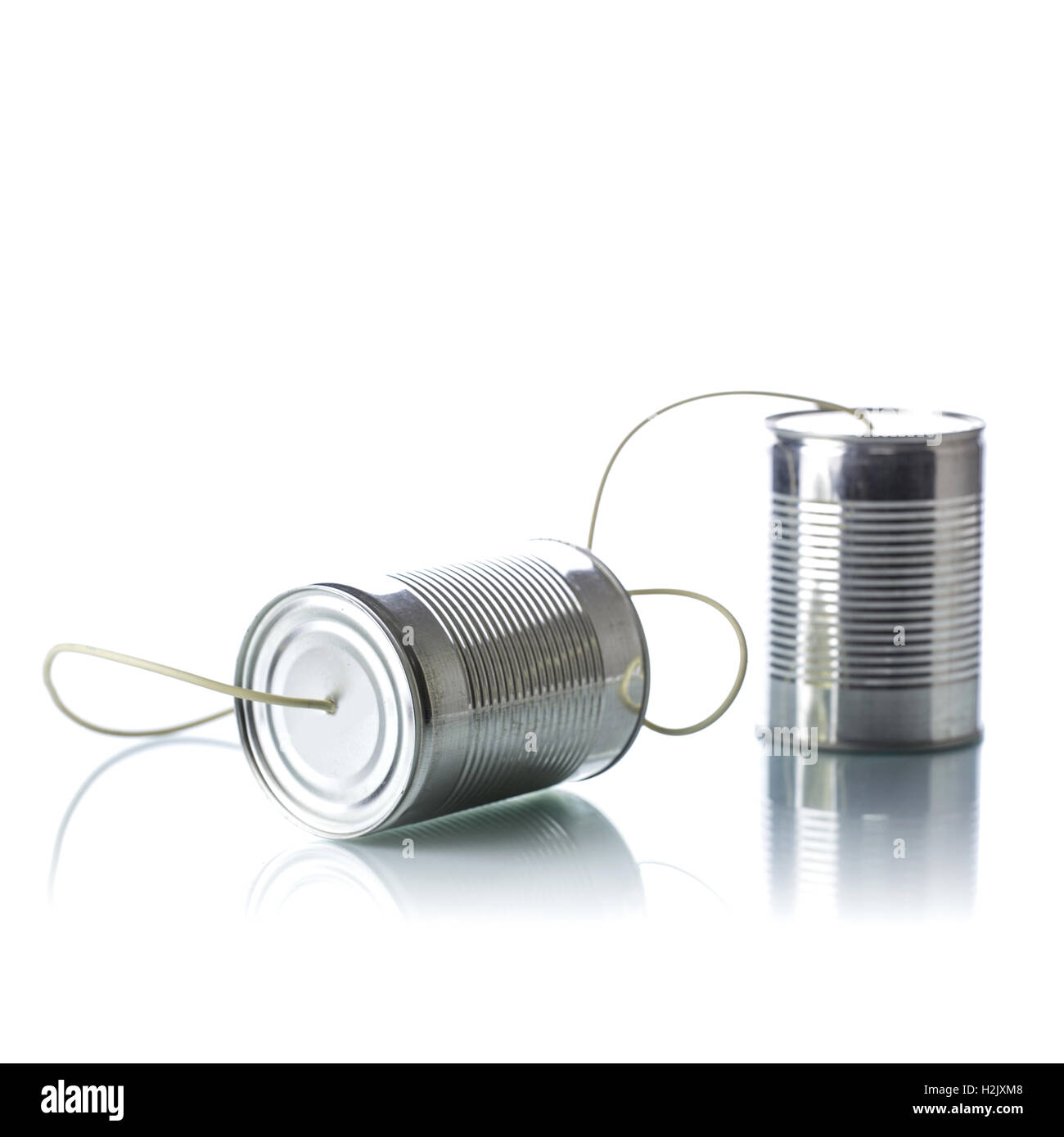 Tin cans telephone Stock Photo - Alamy