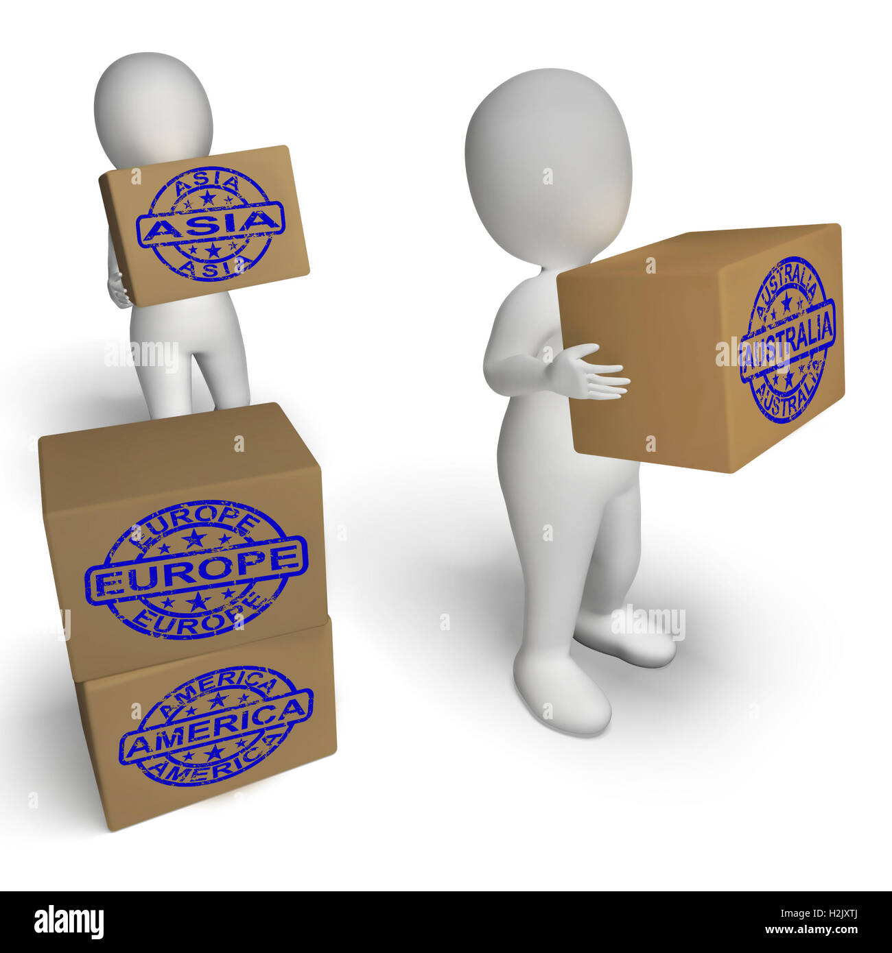 Countries Boxes Mean Global Trade Exporting And Importing Stock Photo ... Countries Boxes Mean Global Trade Exporting And Importing Stock Photo ...