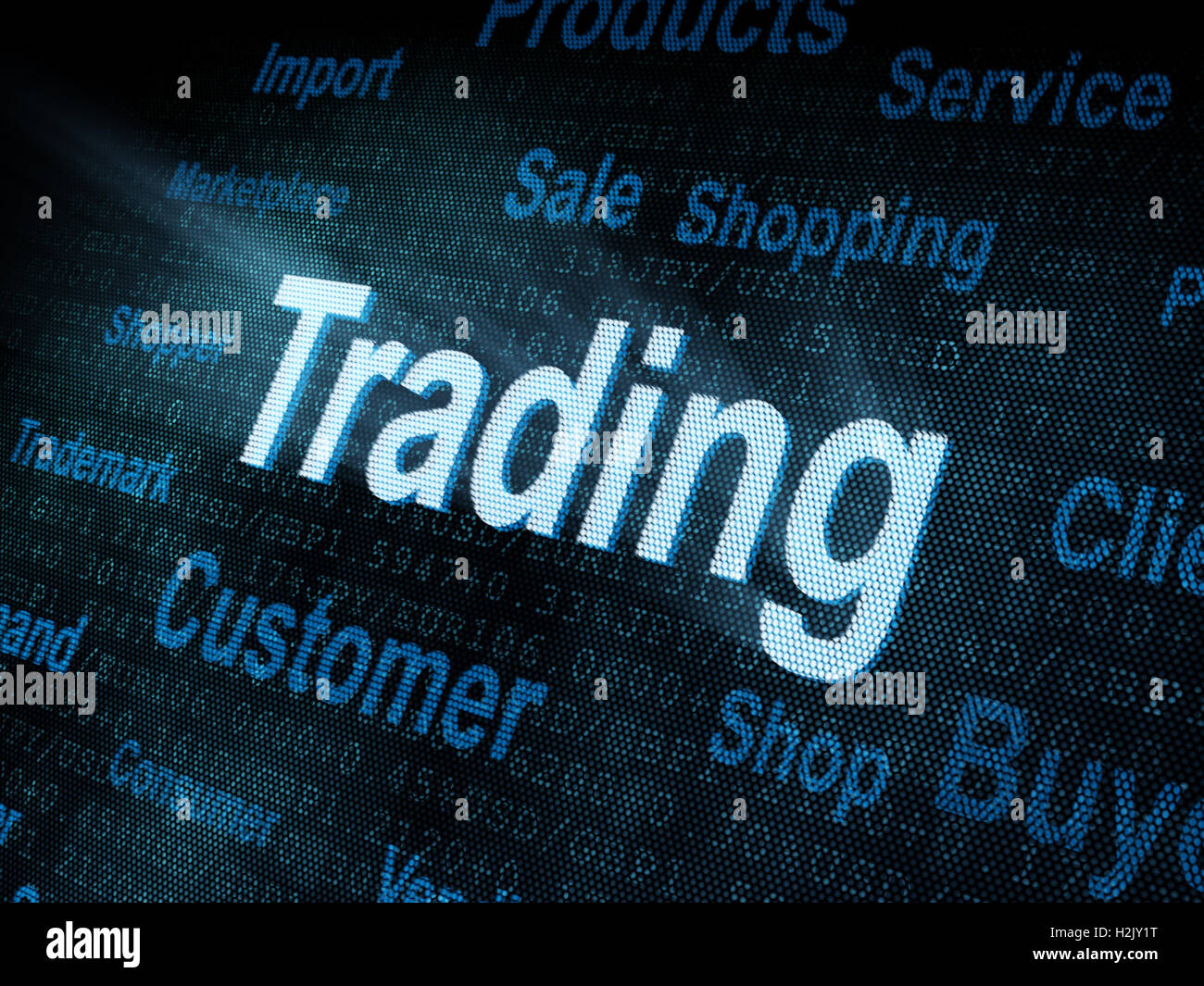 Pixeled word Trading on digital screen Stock Photo - Alamy