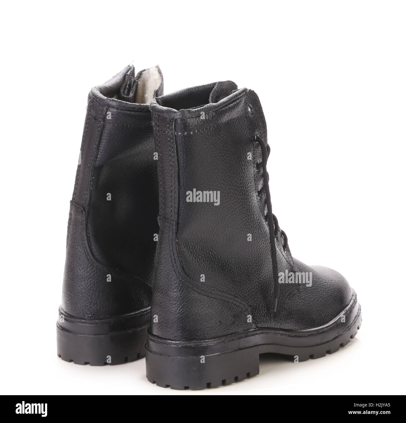 Black leather boots Stock Photo - Alamy