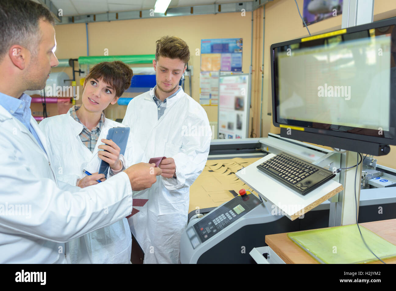 Students in front of computer screen Stock Photo - Alamy