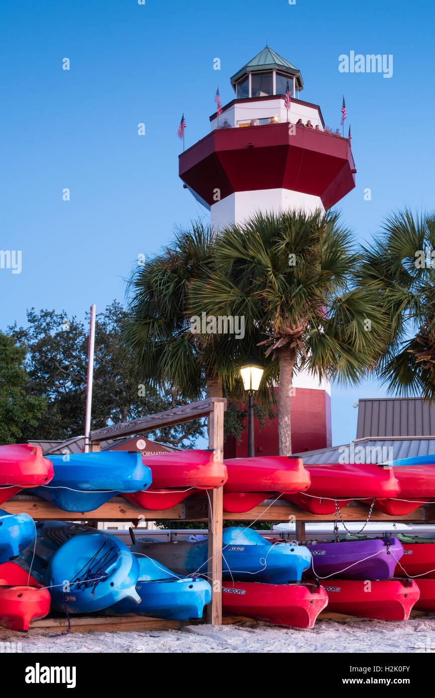 Harbour Town Lighthouse at Twilight, Sea Pines Resort, Hilton Head ...