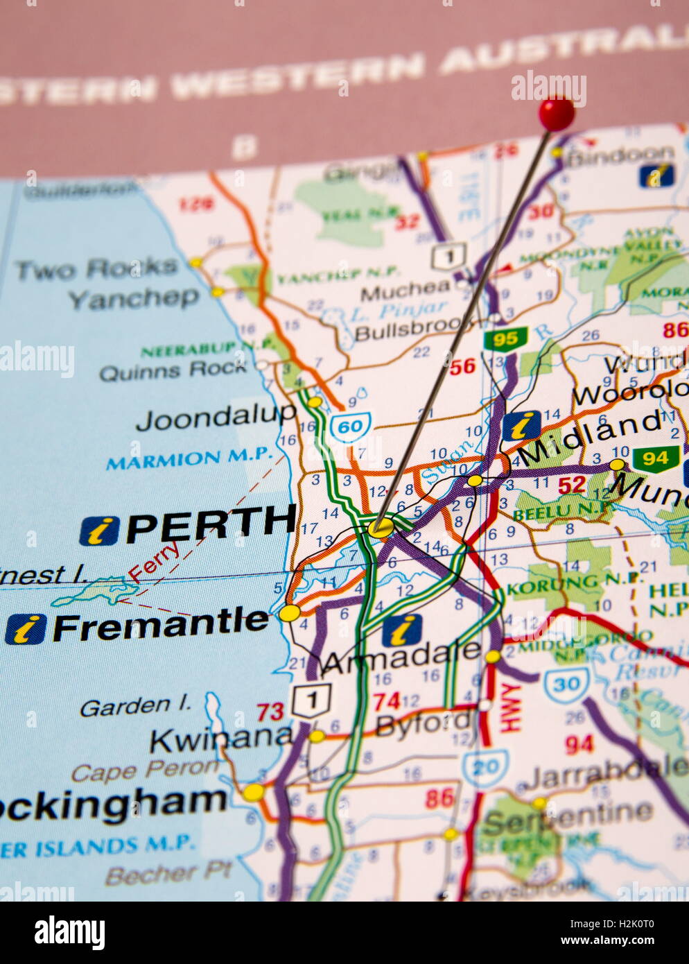 Perth in Australia in the map Stock Photo - Alamy
