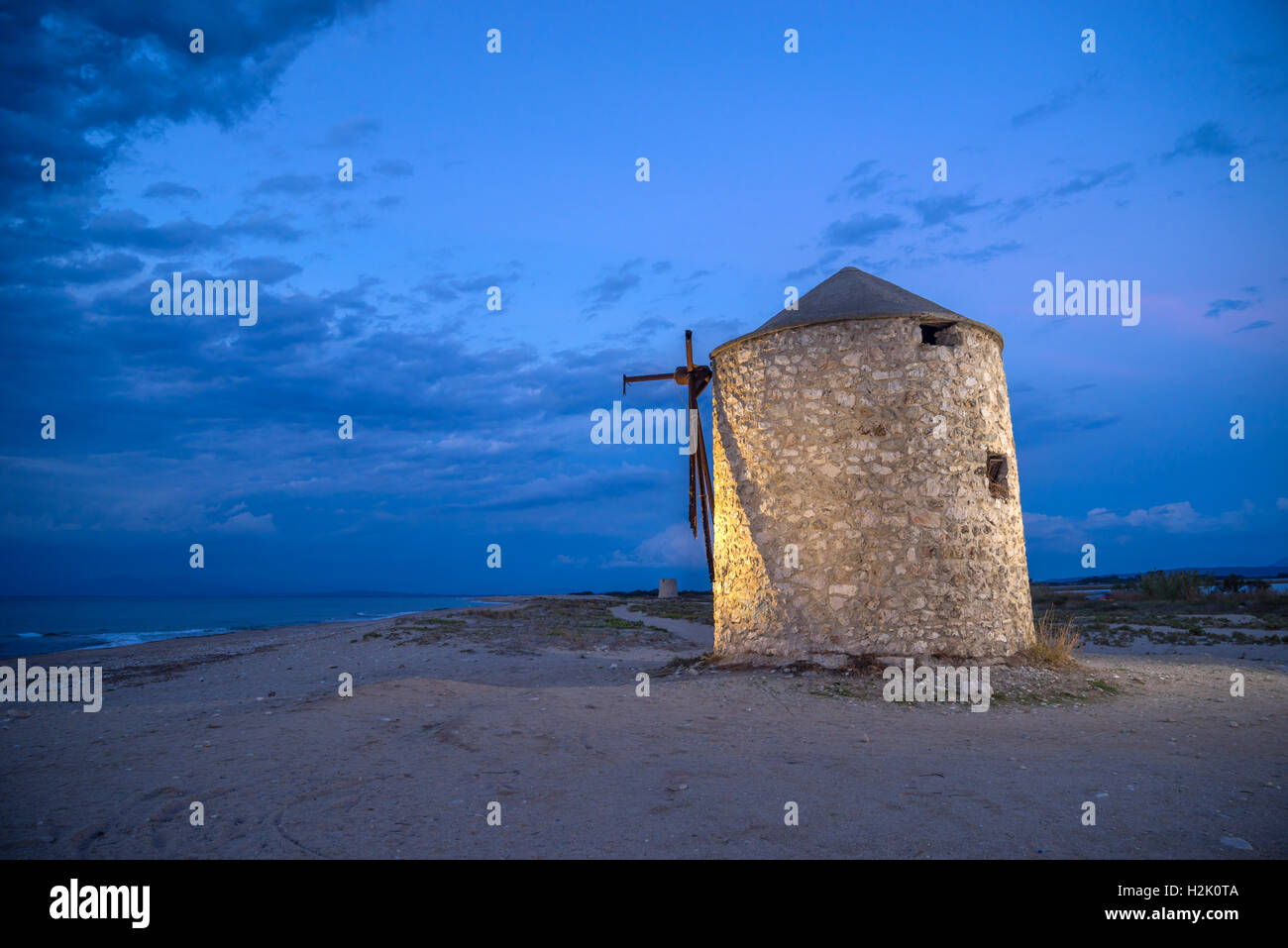 Old windmill ai Gyra beach, Lefkada Greece Stock Photo - Alamy